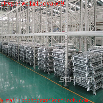 China Foldable Warehouse wire mesh container cage/security cage/pallet cage/metal bin/industrial storage cabinets/cage storage supplier