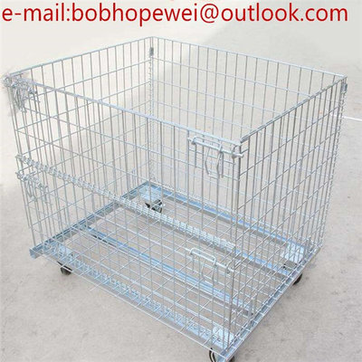 China storage cage wire mesh container/Storage Containers Collapsible Eur Container with Wheels/industrial stackable storage supplier